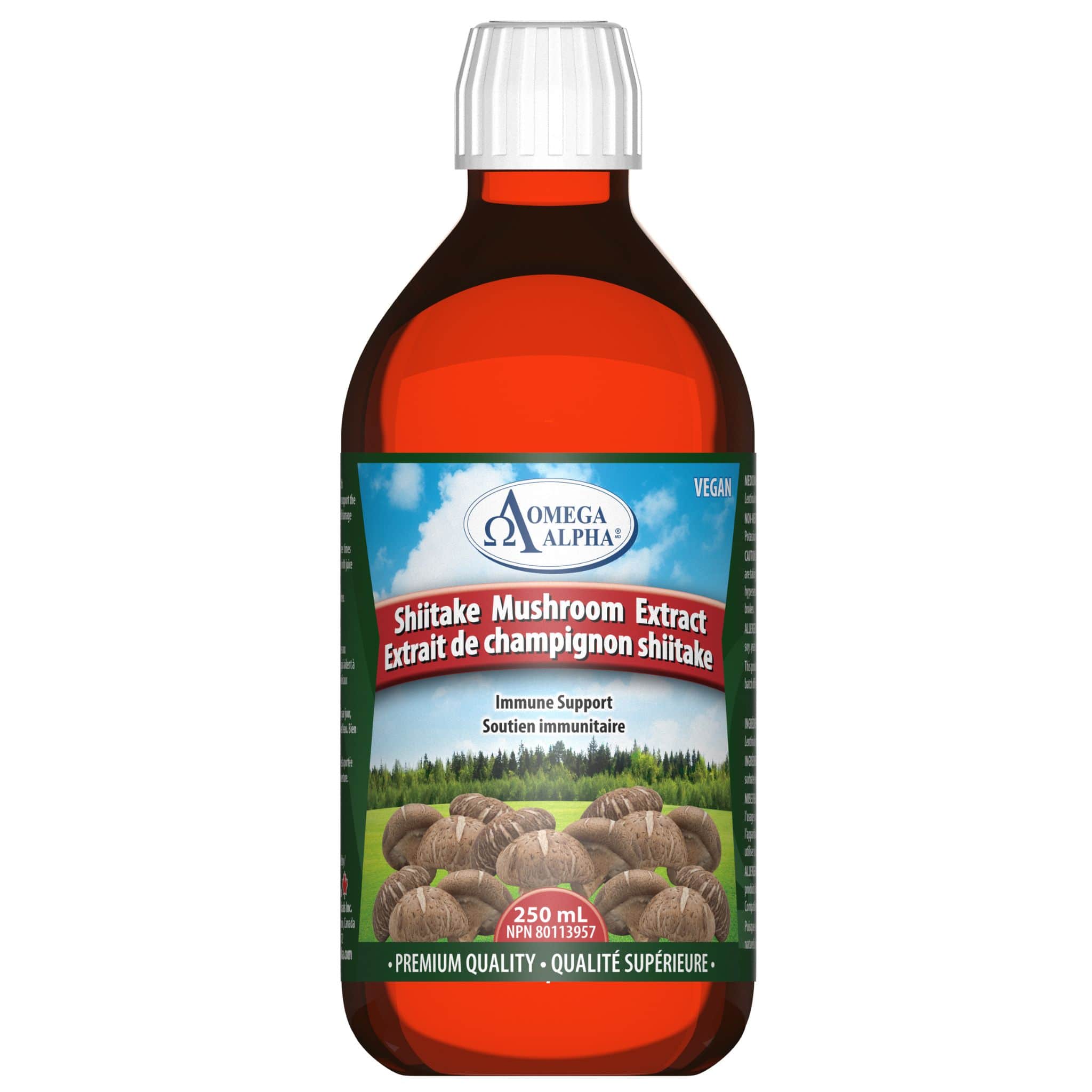 Omega Alpha Shiitake Mushroom Liquid Extract 1000mg, Supports Immune,
