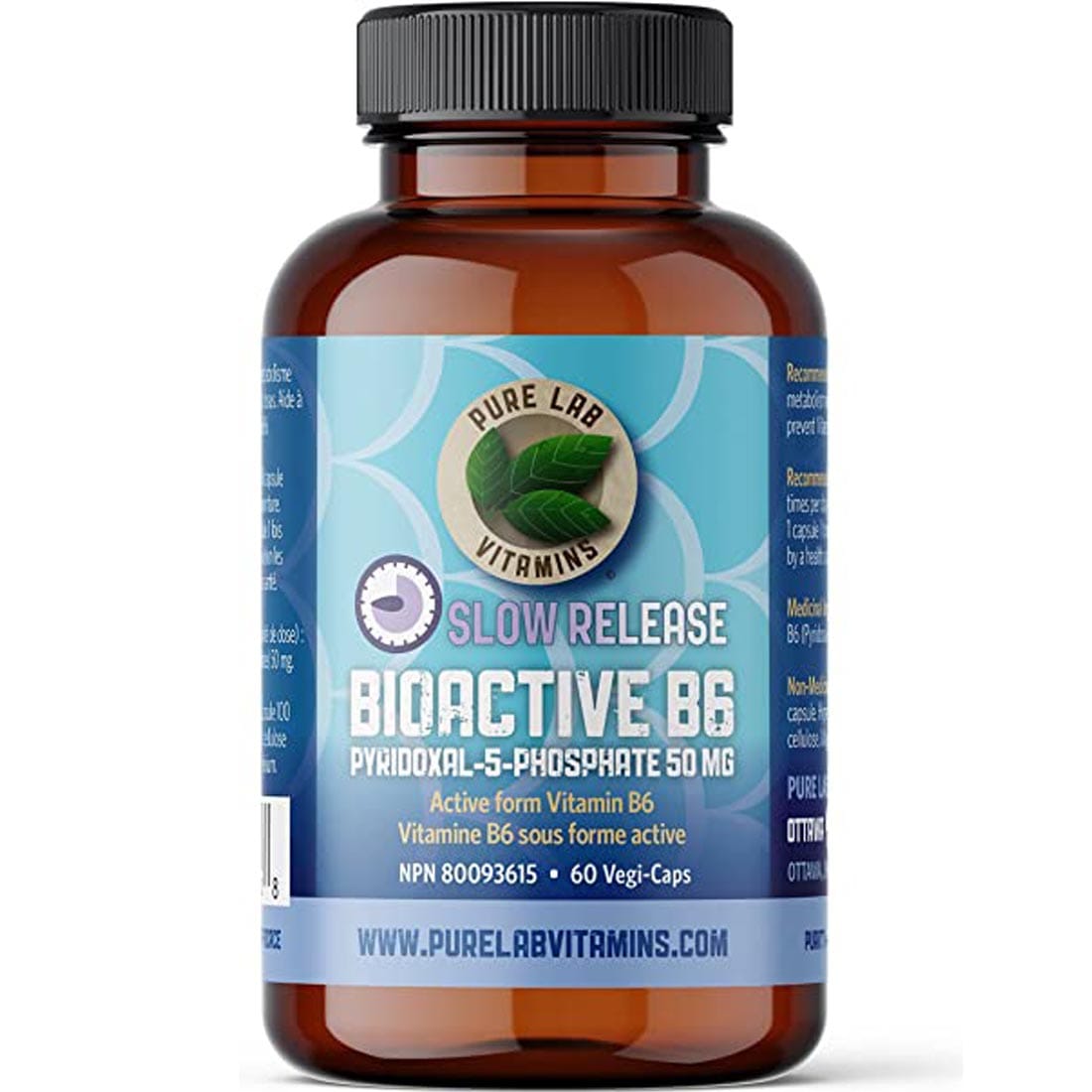 Pure Lab Vitamins Bioactive B6 50mg Slow Release, 60 Capsules – Vitamart.ca