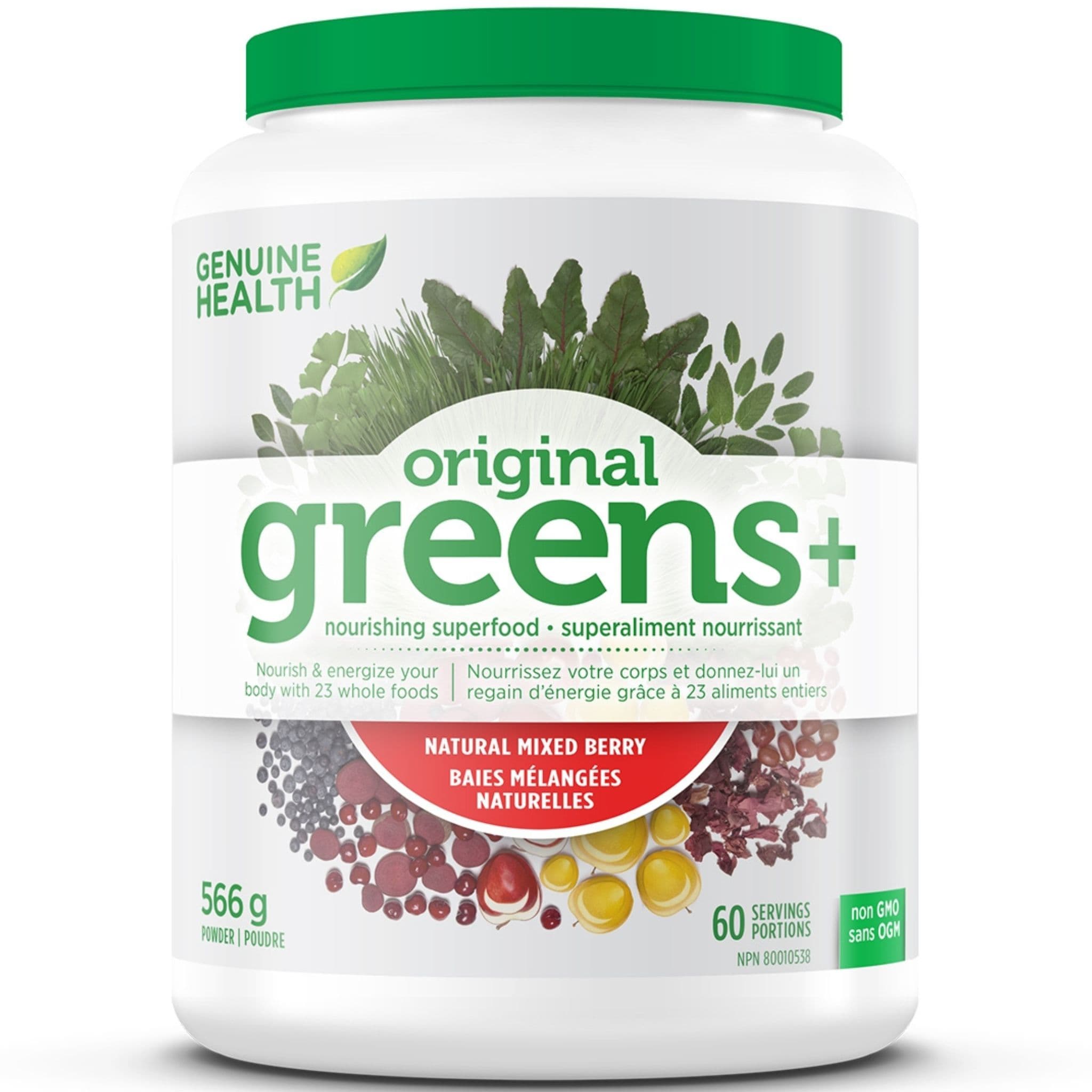 Genuine Health Greens+ Powder, 23 Alkaline Forming Whole Foods, Origin