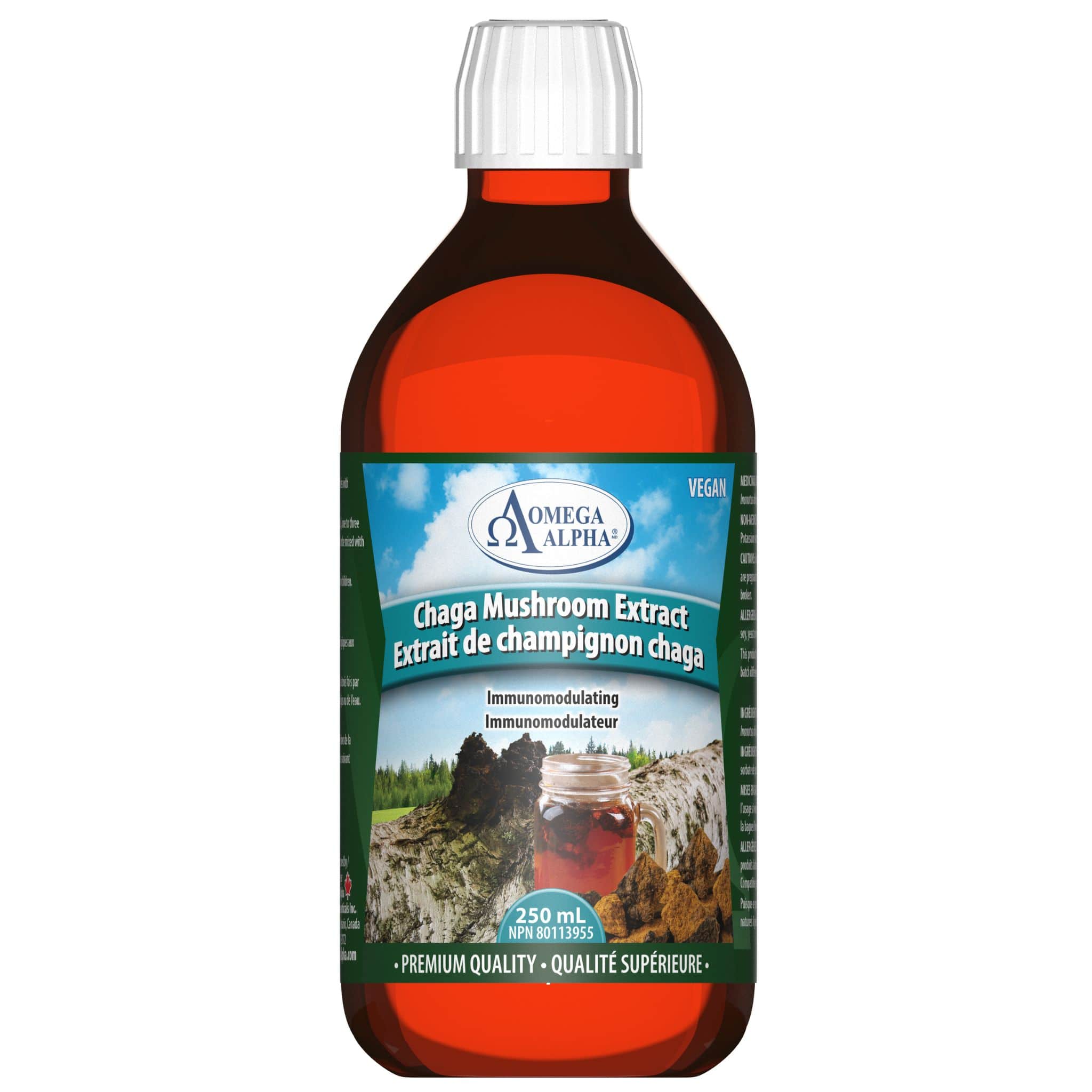 Omega Alpha Chaga Mushroom Liquid Extract 1000mg, Fast Absorbing, Immu