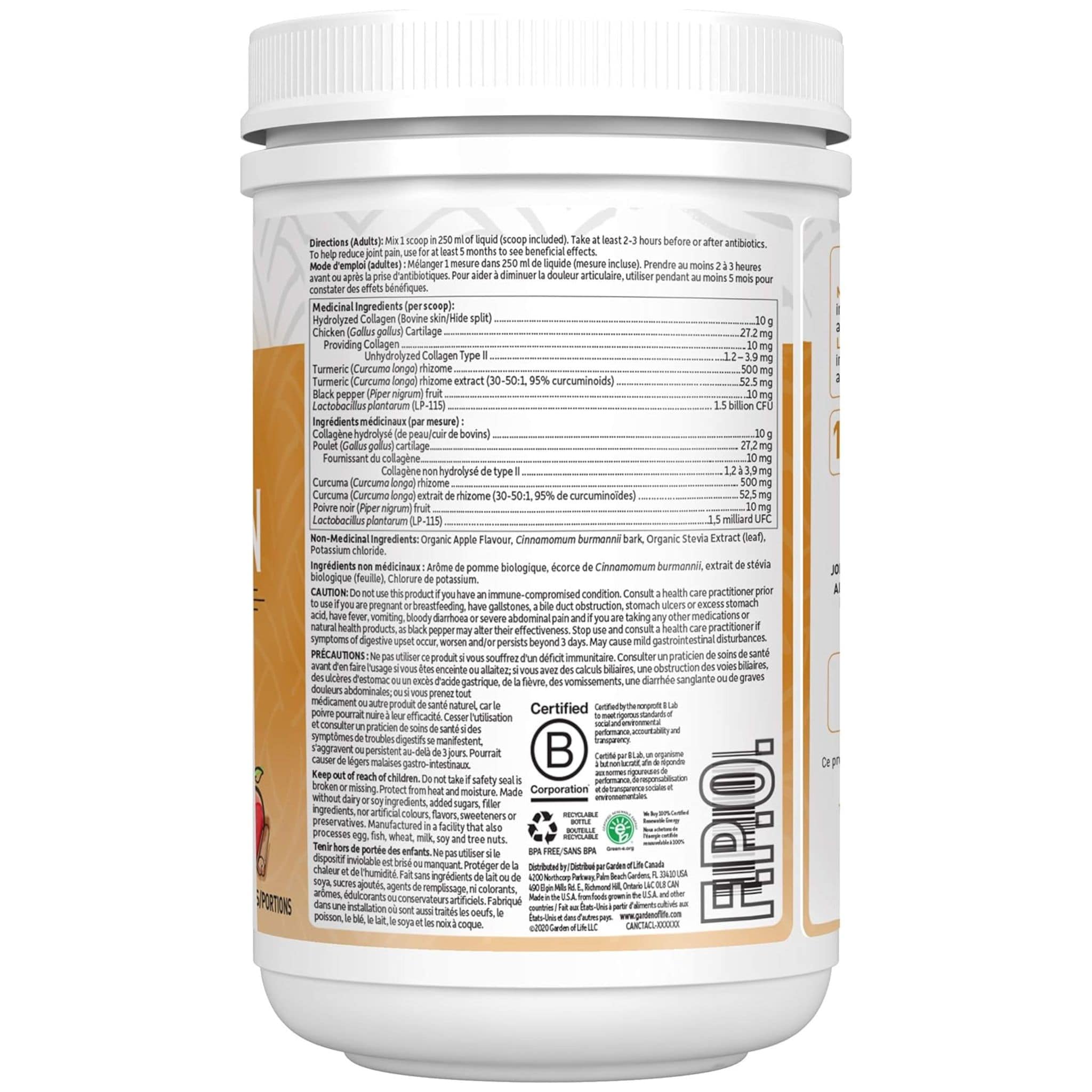 Garden of Life Multi-Sourced Collagen Turmeric for Joints and Mobility