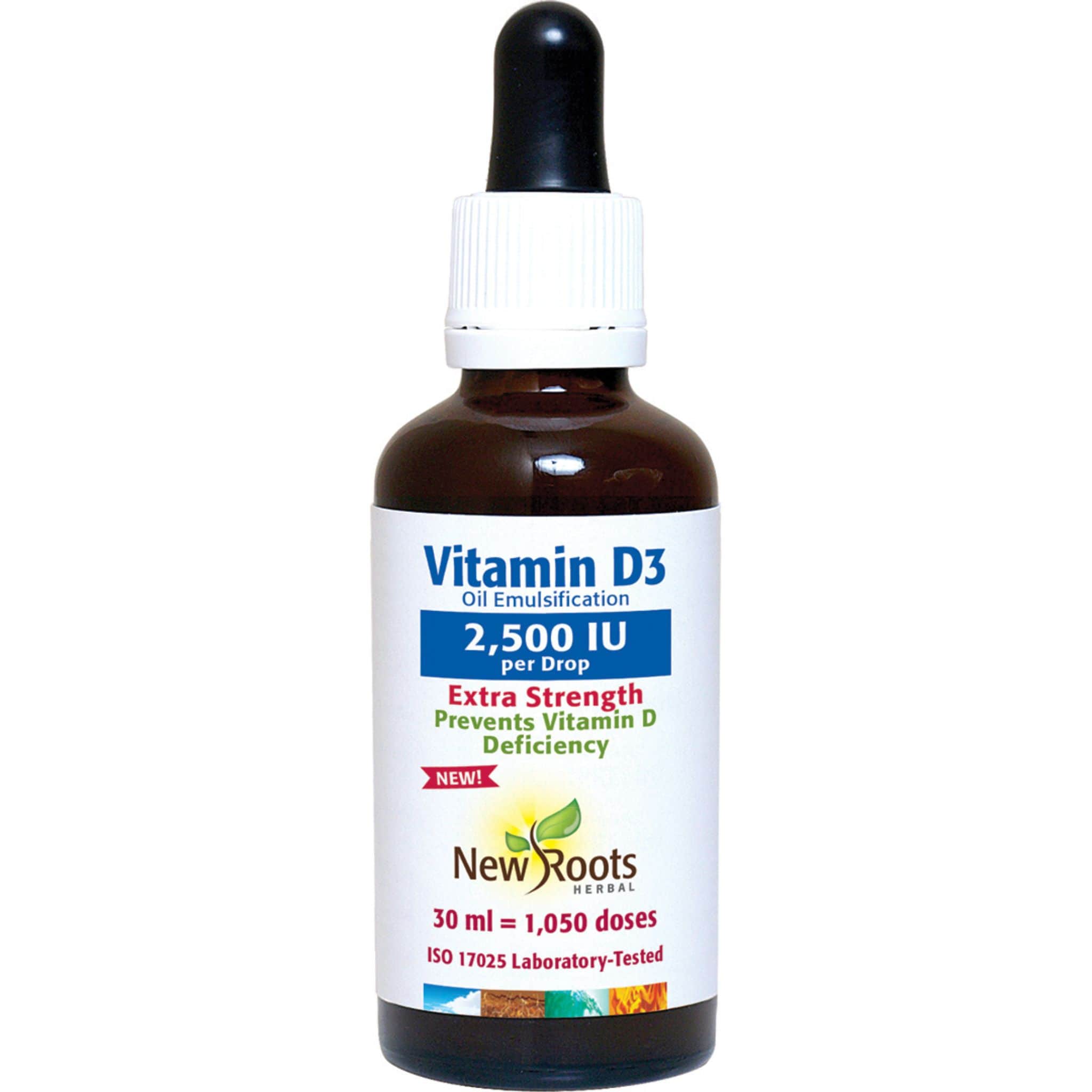 New Roots Vitamin D3 2,500IU Extra Strength (Liquid D3 Drops)