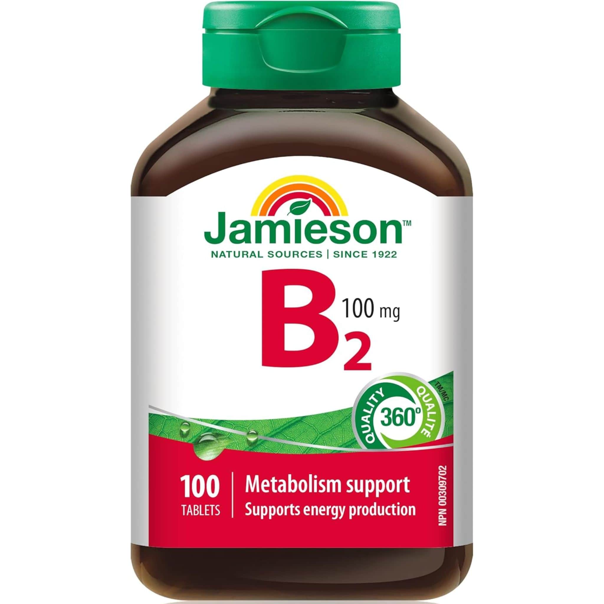 Jamieson Vitamin B2 100mg, Riboflavin, 100 Tablets Canada