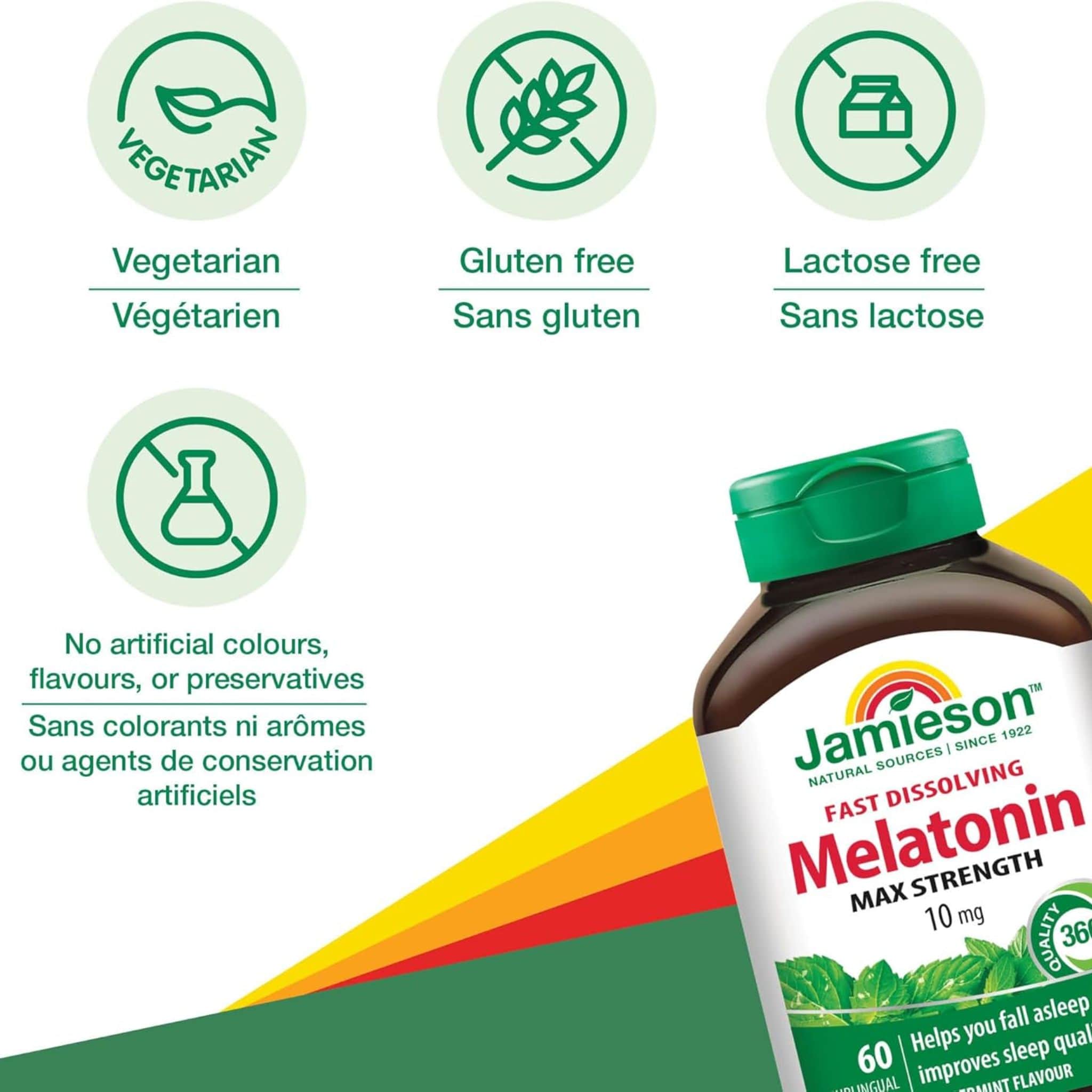 Jamieson Melatonin, Peppermint, 10mg, 60 Sublingual Tablets