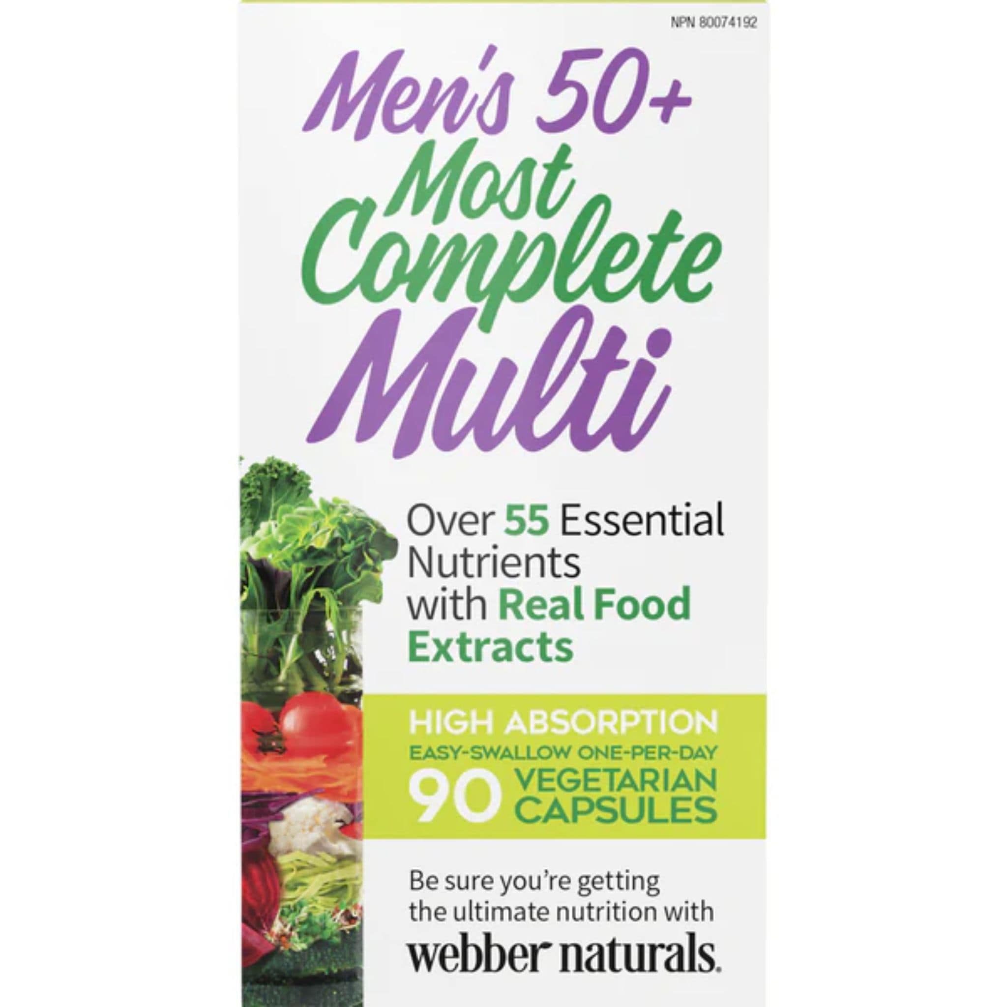 Webber Naturals Men 50+ Most Complete Multivitamin, 90 Caps
