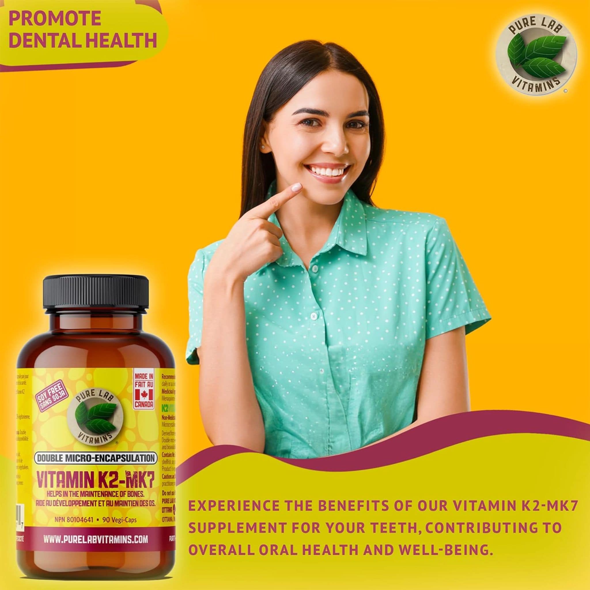 Pure Lab Vitamins Vitamin K2 - MK7 120mcg (Soy free), 90 Capsules