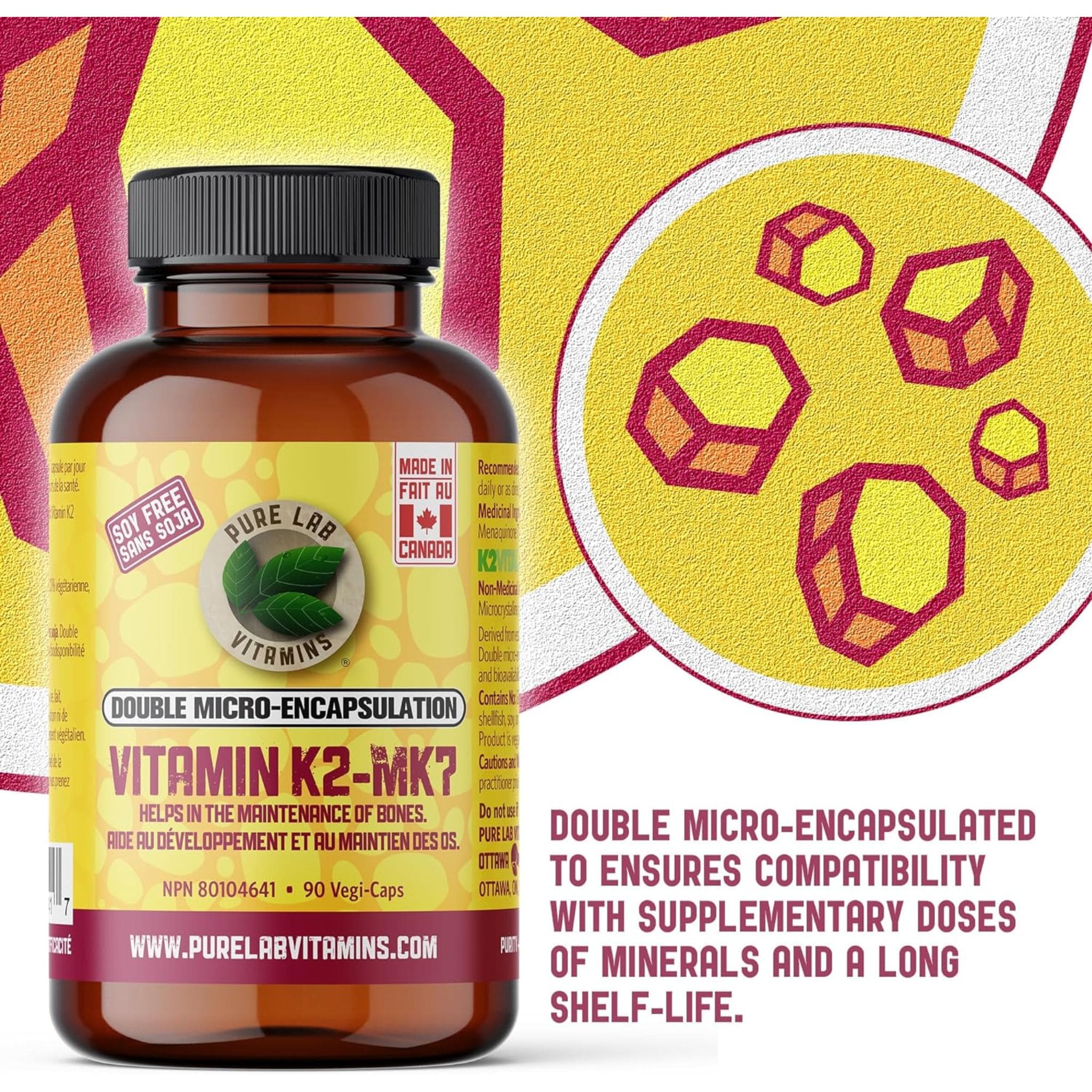 Pure Lab Vitamins Vitamin K2 - MK7 120mcg (Soy free), 90 Capsules