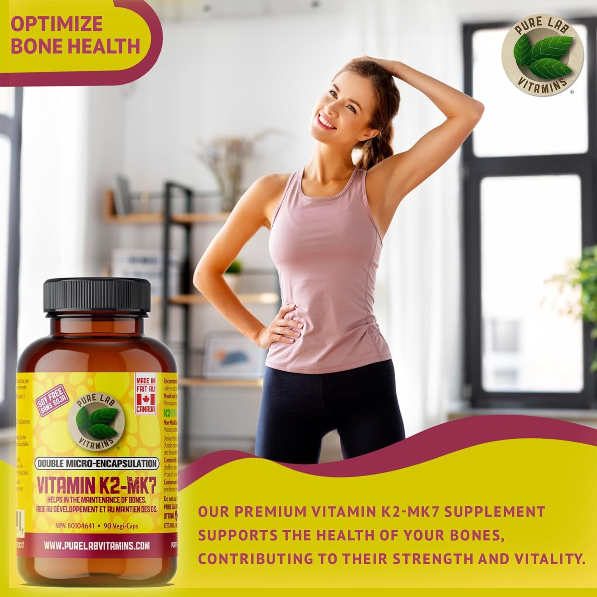 Pure Lab Vitamins Vitamin K2 - MK7 120mcg (Soy free), 90 Capsules