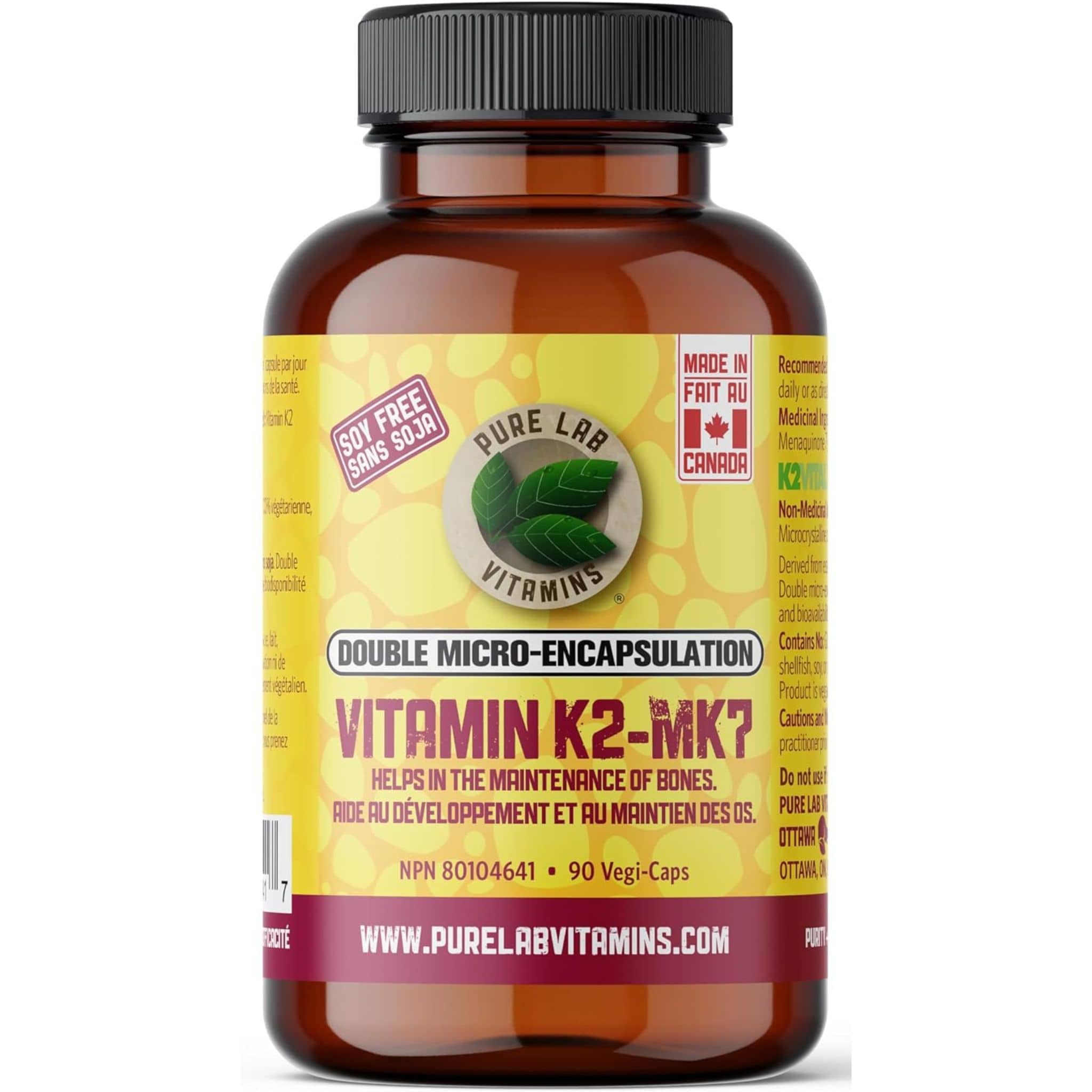 Pure Lab Vitamins Vitamin K2 - MK7 120mcg (Soy free), 90 Capsules