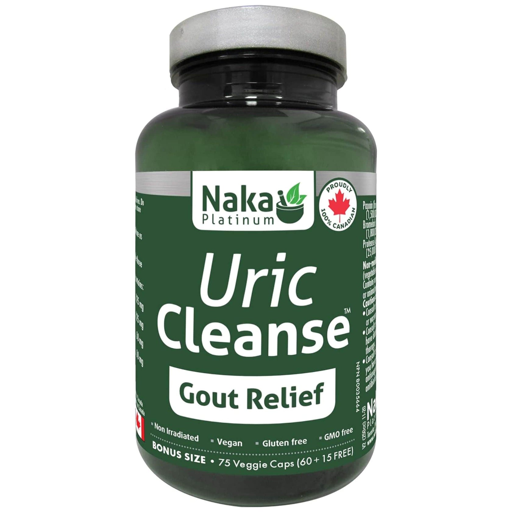 Naka Platinum Uric Cleanse, Gout Relief, 75 Vegetable Capsules