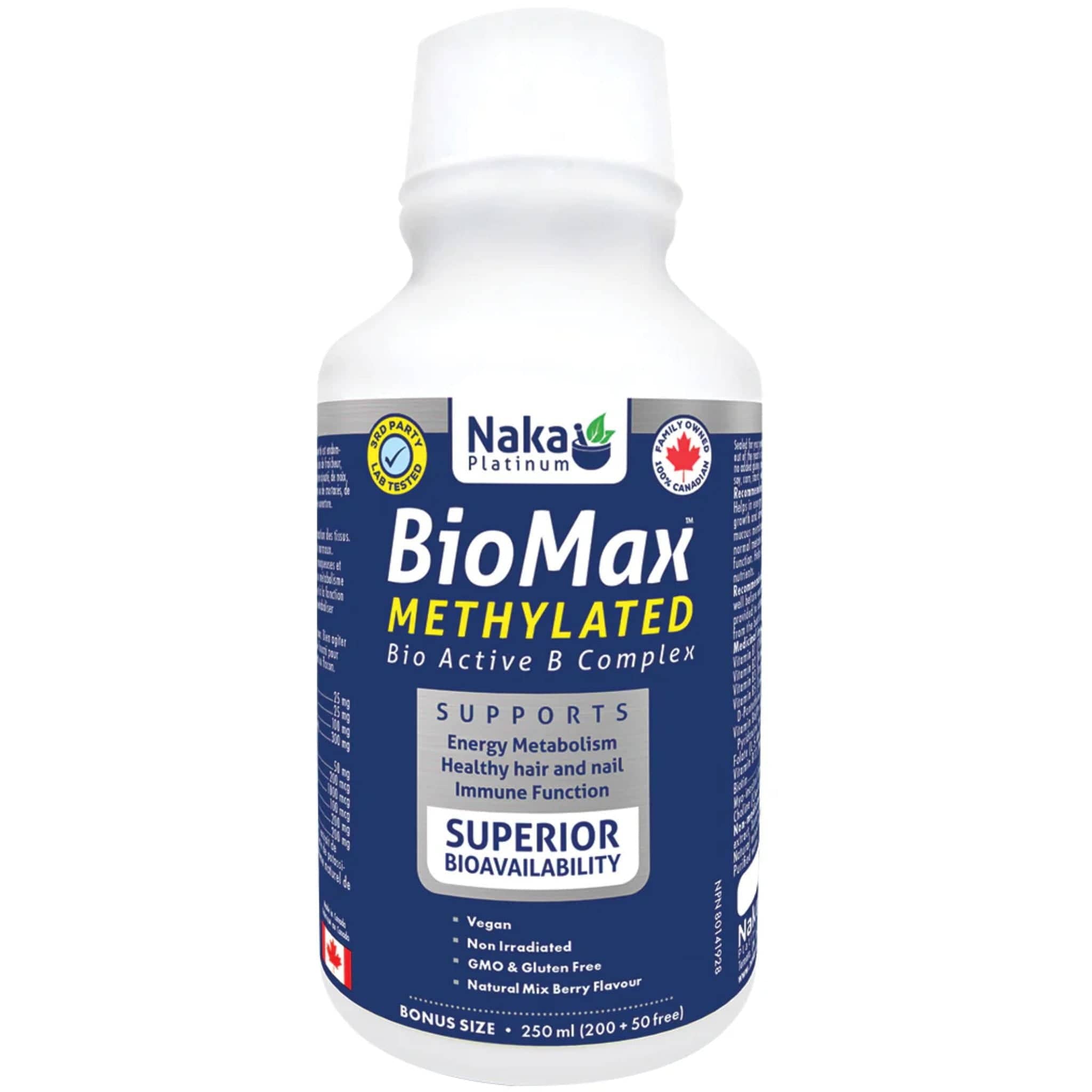 Shop NAKA BioMax Methylated Liquid B-Complex with Activated B Vitamins