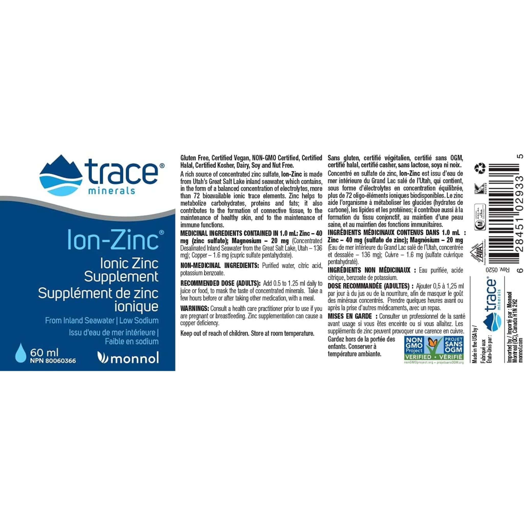 Trace Minerals Liquid Ion-Zinc, 60ml