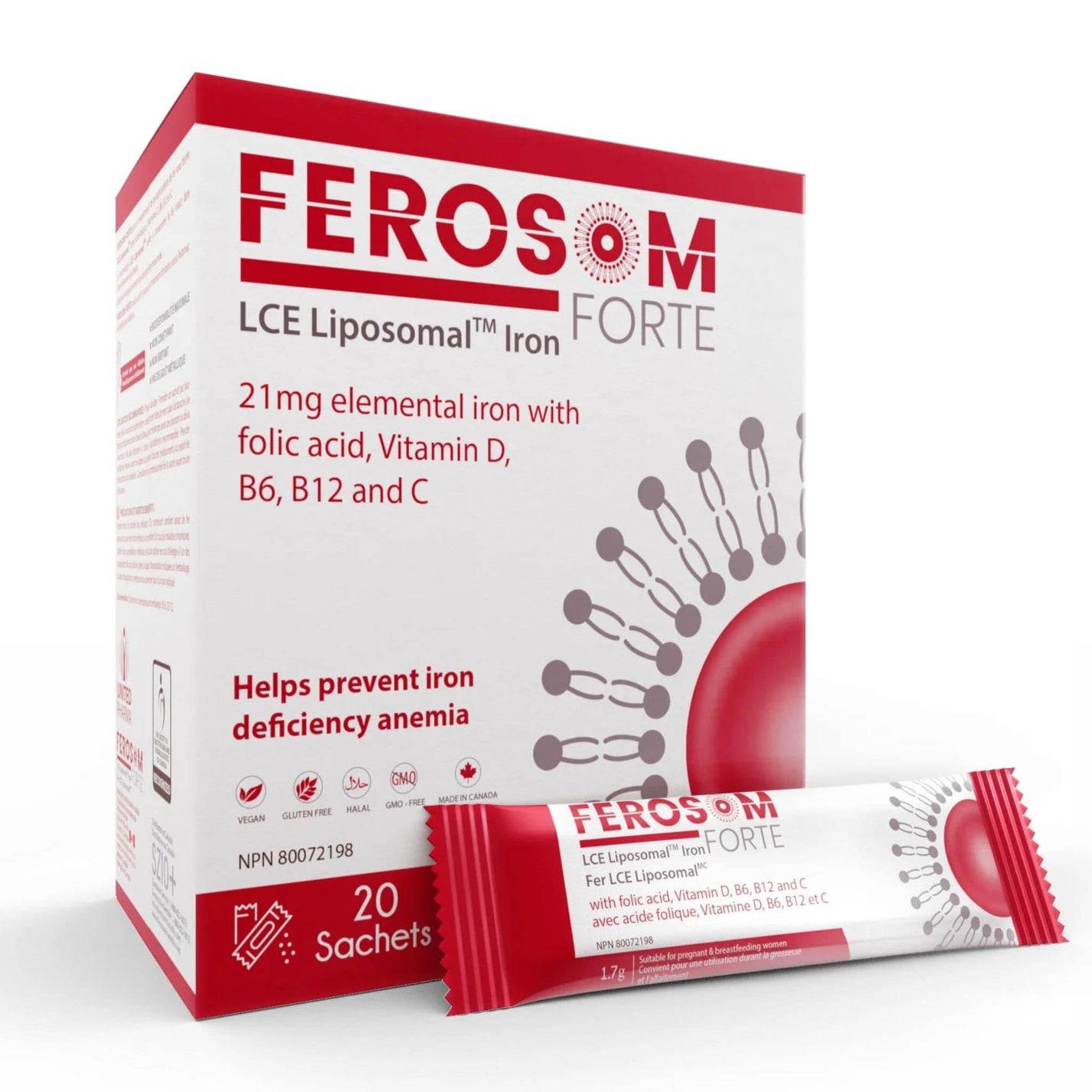 Ferosom Forte Liposomal Iron Powder, 1.7g x 20 Sachets