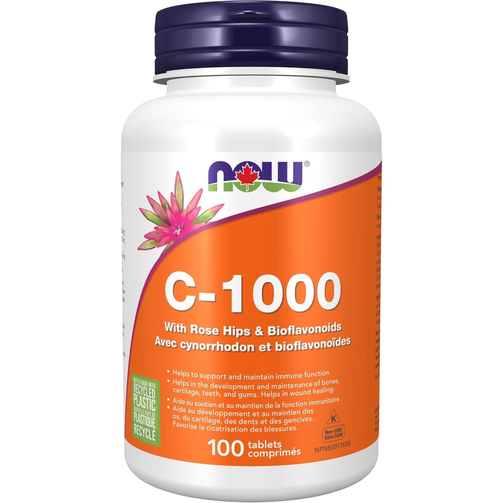 NOW C-1000 Vitamin C Tablets with Rosehips & Bioflavonoids, 100 Tablet