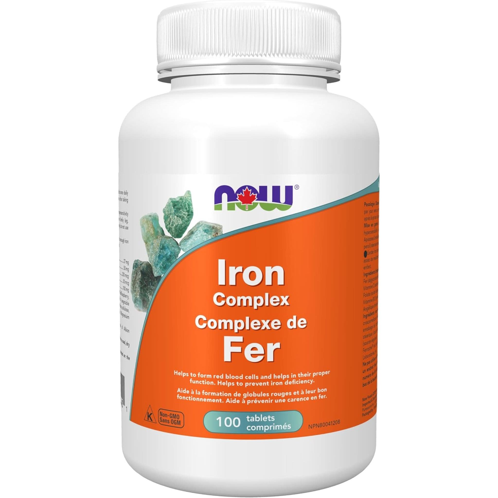 NOW Iron Complex, Ferrochel Iron Bisglycinate, 100 Tablets