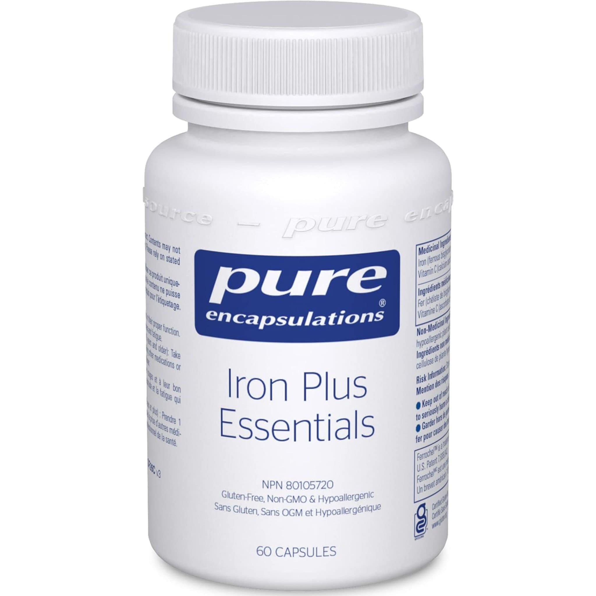 Pure Encapsulations Iron Plus Essentials with Vitamin C, 60 Capsules