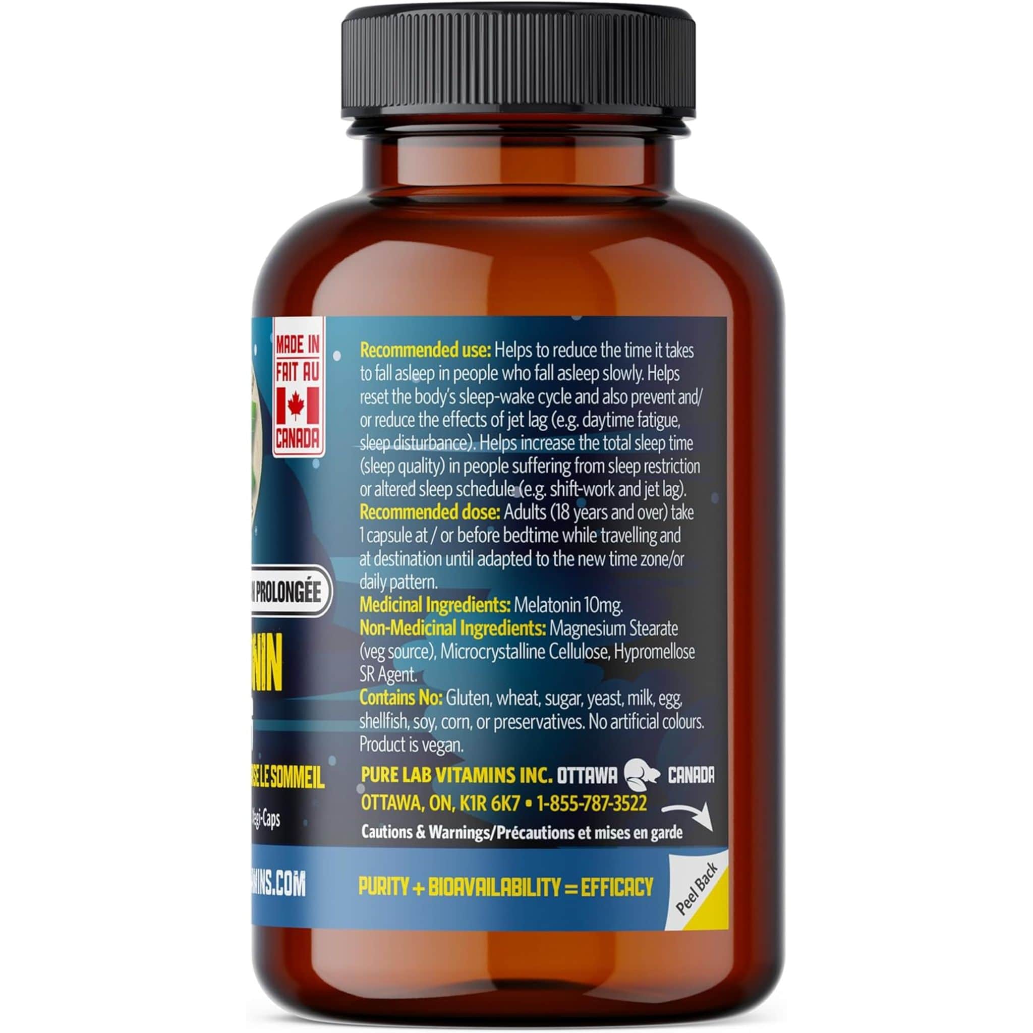 Pure Lab Vitamins Melatonin 10mg Slow Release, 60 Capsules