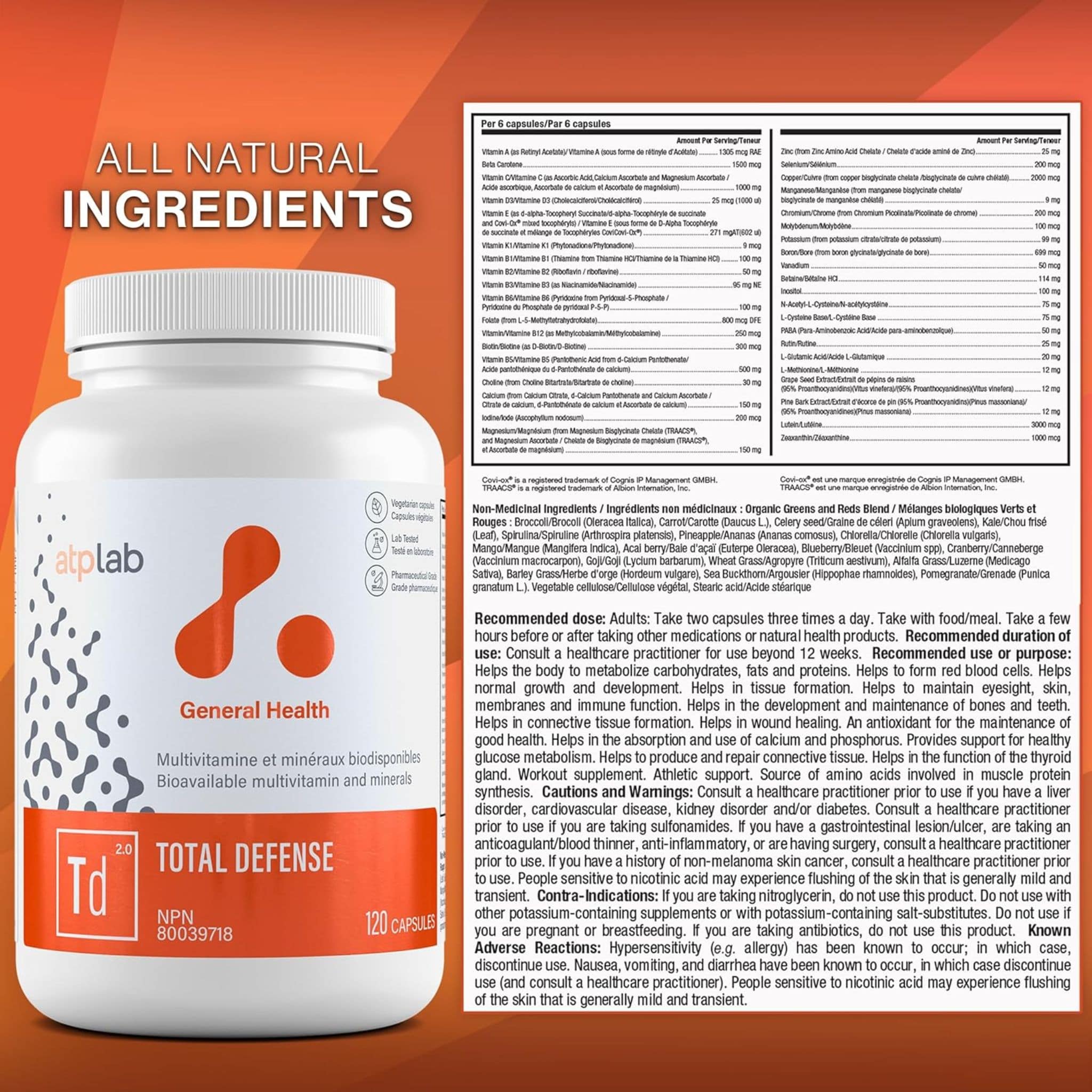 ATP Lab Total Defense, 120 Vegetable Capsules