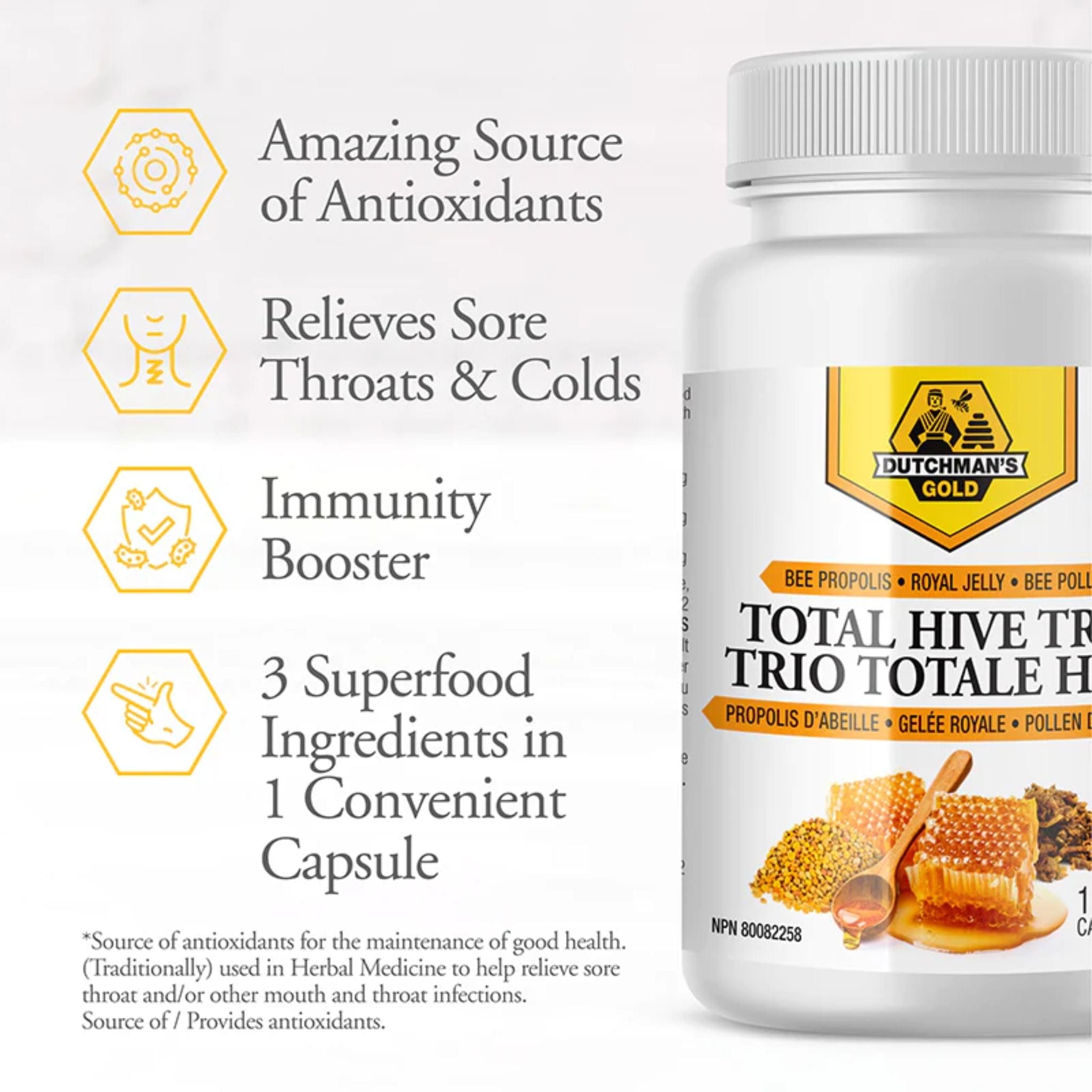 Dutchman's Gold Total Hive Trio, Royal Jelly, 120 Capsules