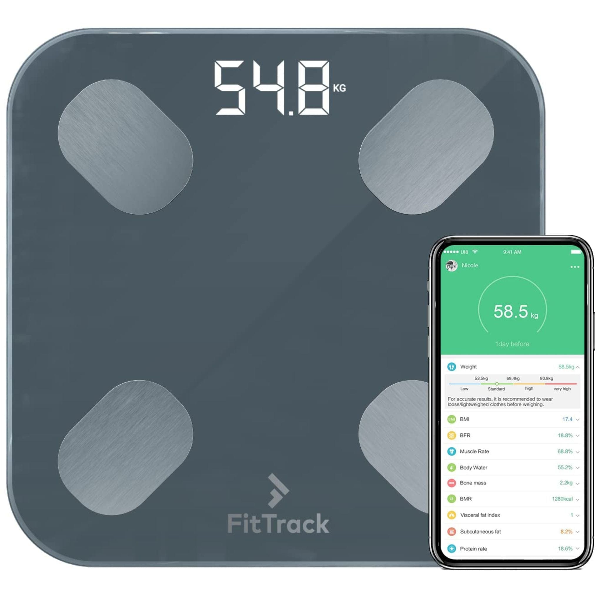 FitTrack Dara Smart BMI Digital Scale, Measures Weight and Body Fat ...