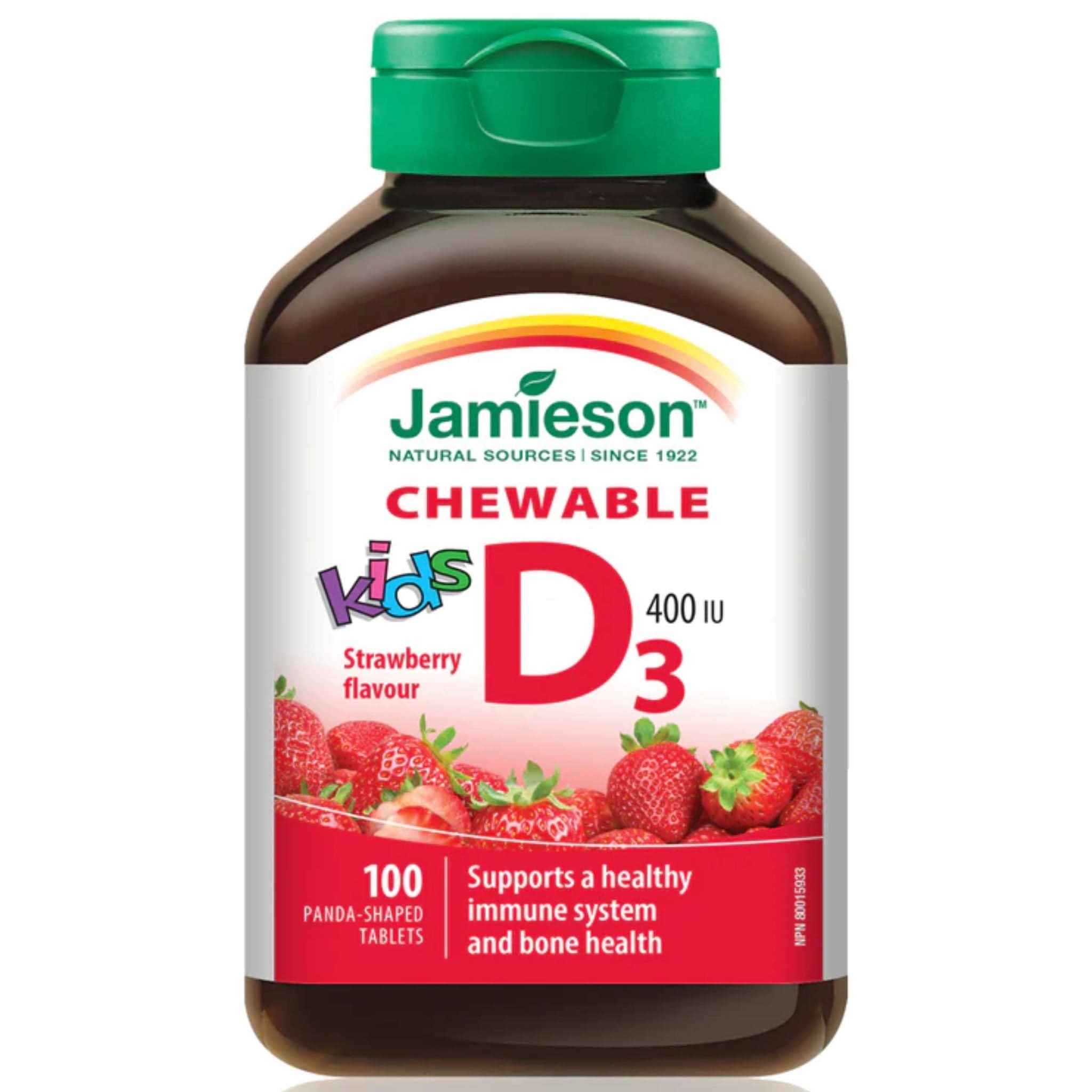Jamieson Chewable Vitamin D3 for Kids 400IU, 100 Chewable Tablets, 50%