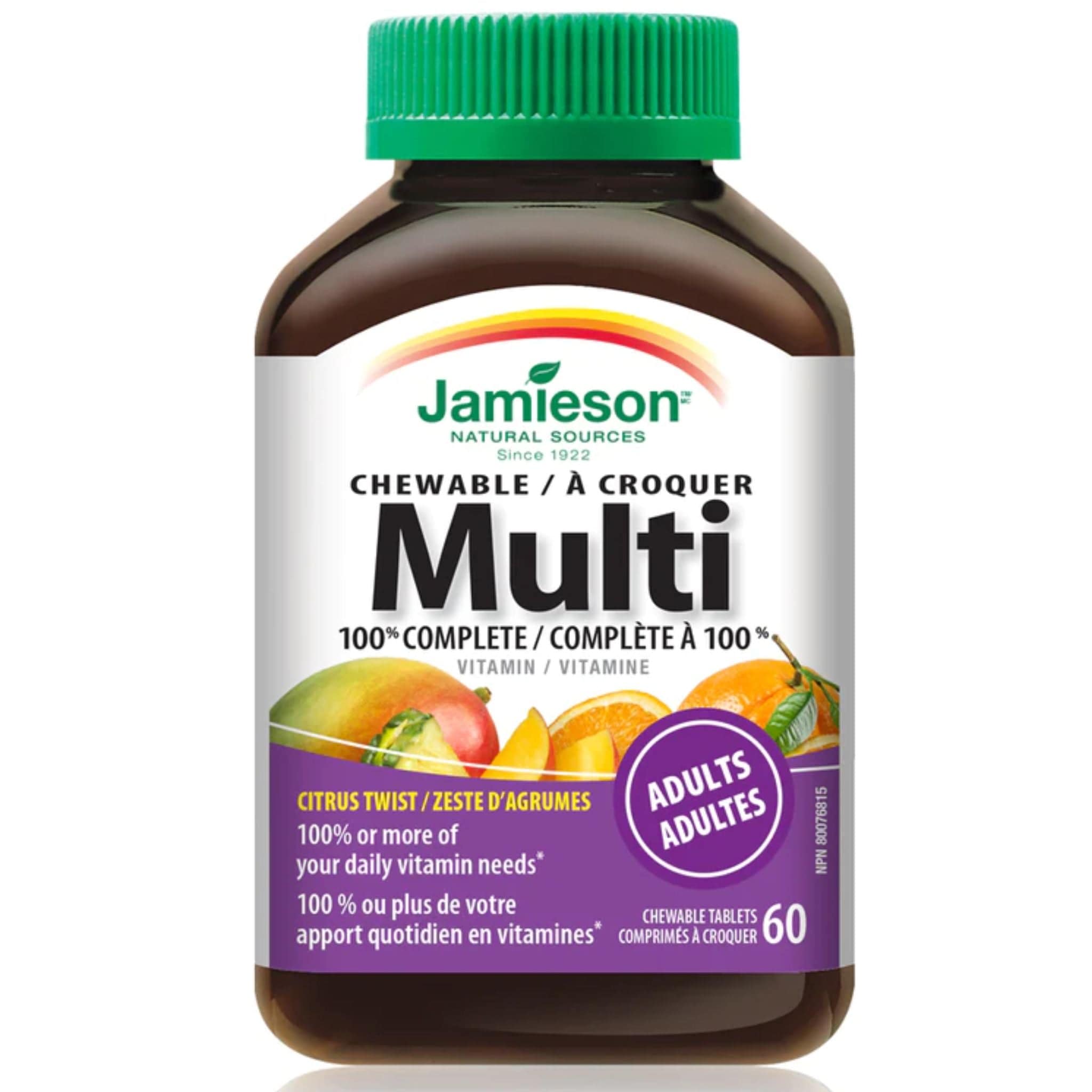 Jamieson Chewable 100% Complete Multivitamin for Adults, 60 Chewable T ...