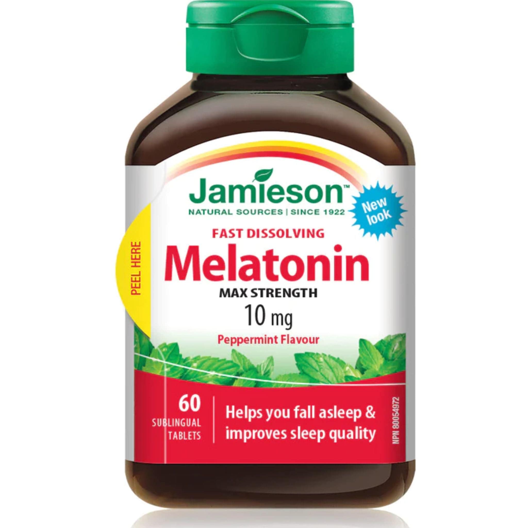 Jamieson Melatonin, Peppermint Flavour, 10mg, 60 Sublingual Tablets
