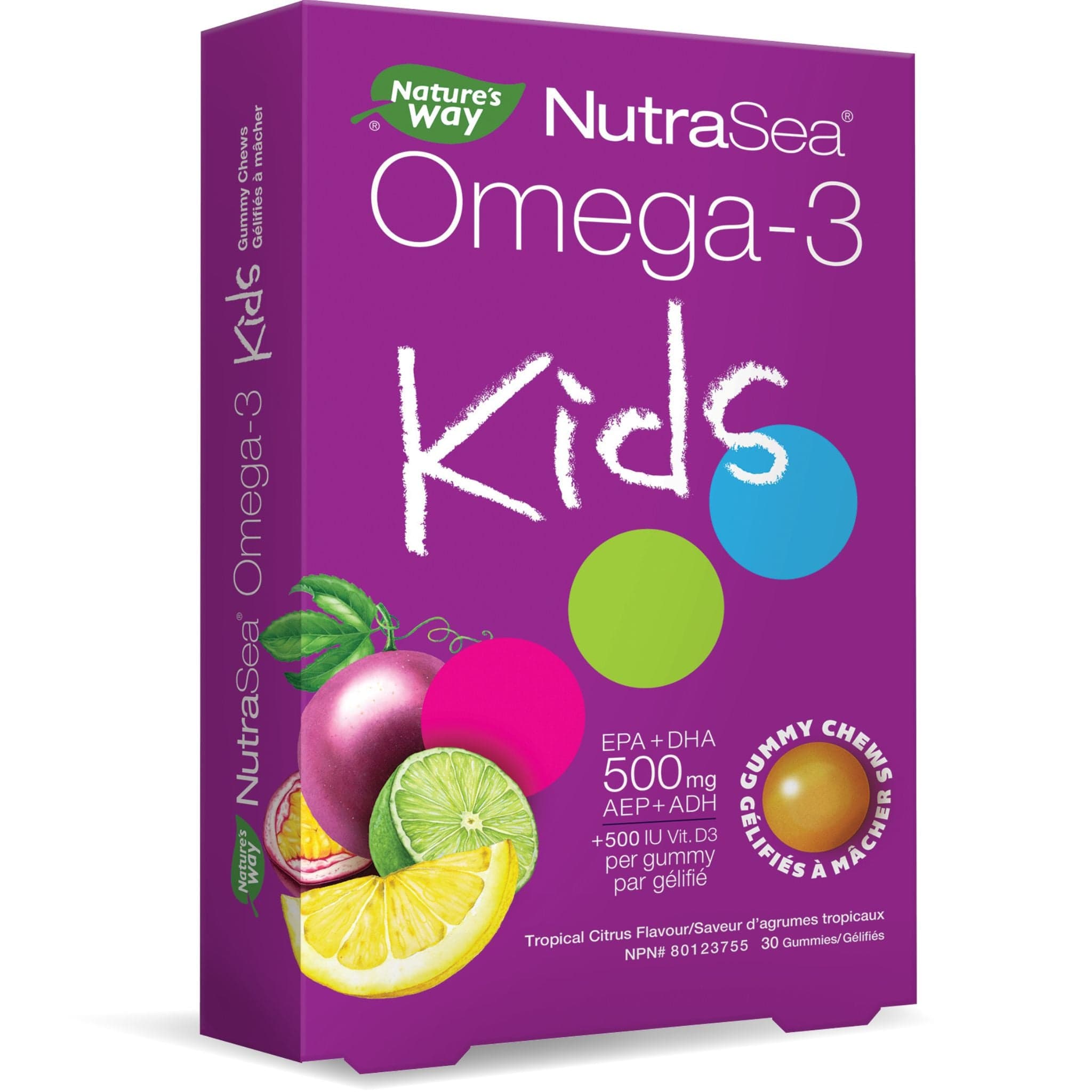 NutraSea Omega 3 For Kids Plus Vitamin D3 Gummy Chews, 500mg EPA and D