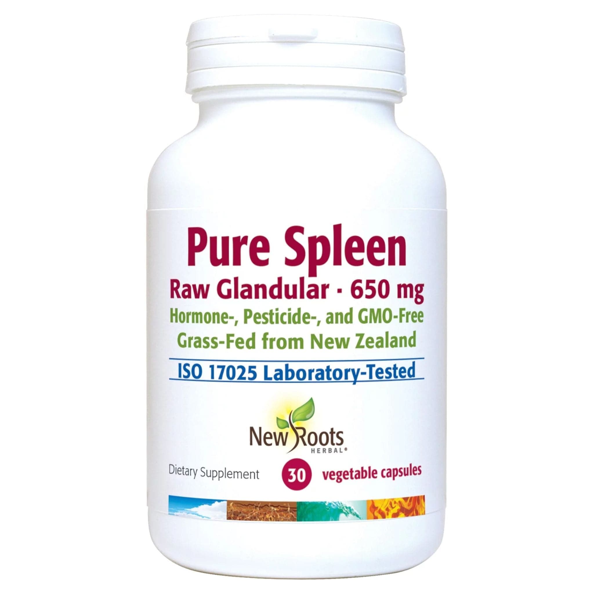 New Roots Grass Fed Beef Spleen 650mg, Raw Glandular, 30 Capsules ...