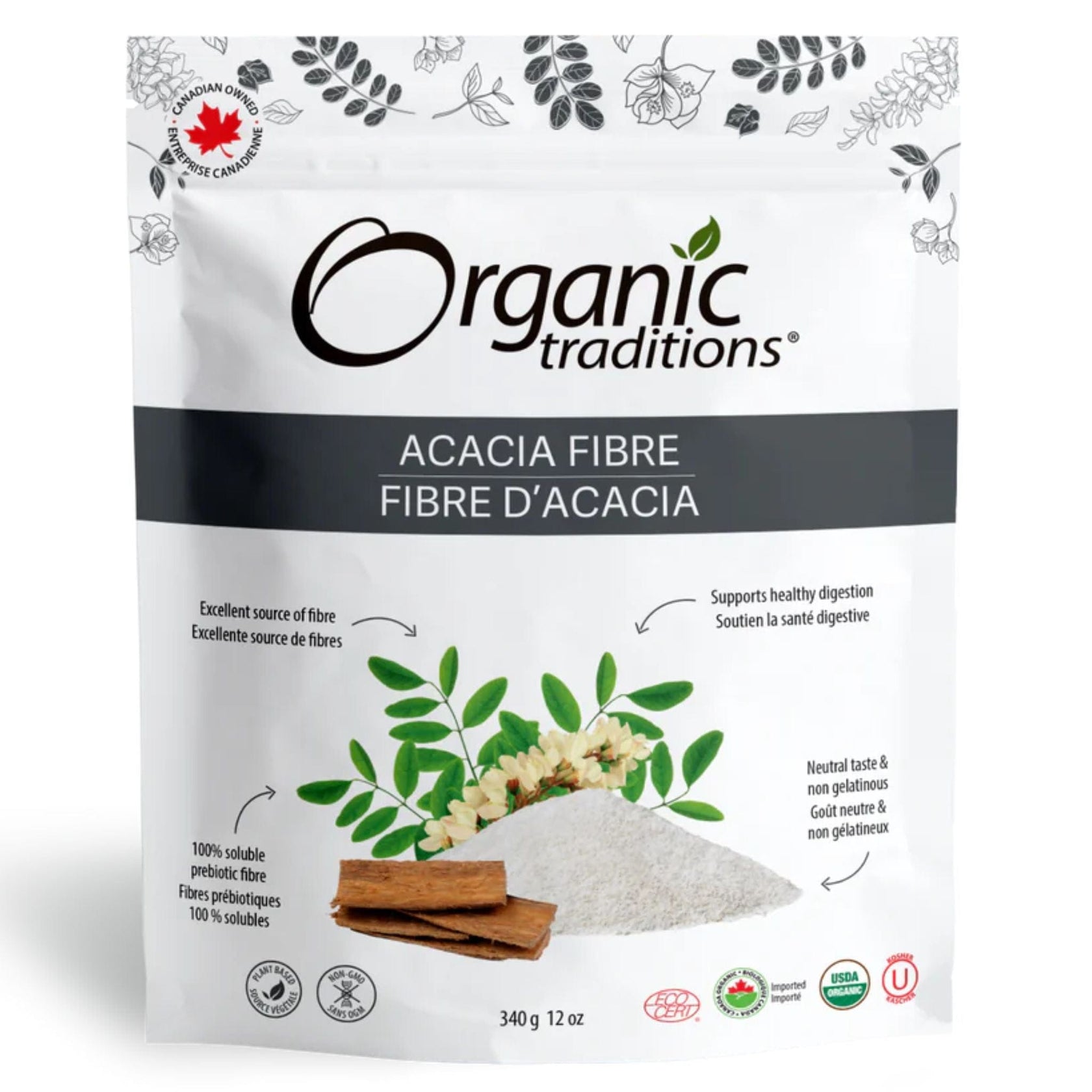 Shop Organic Traditions Acacia Fibre, Prebiotic, 340g Canada