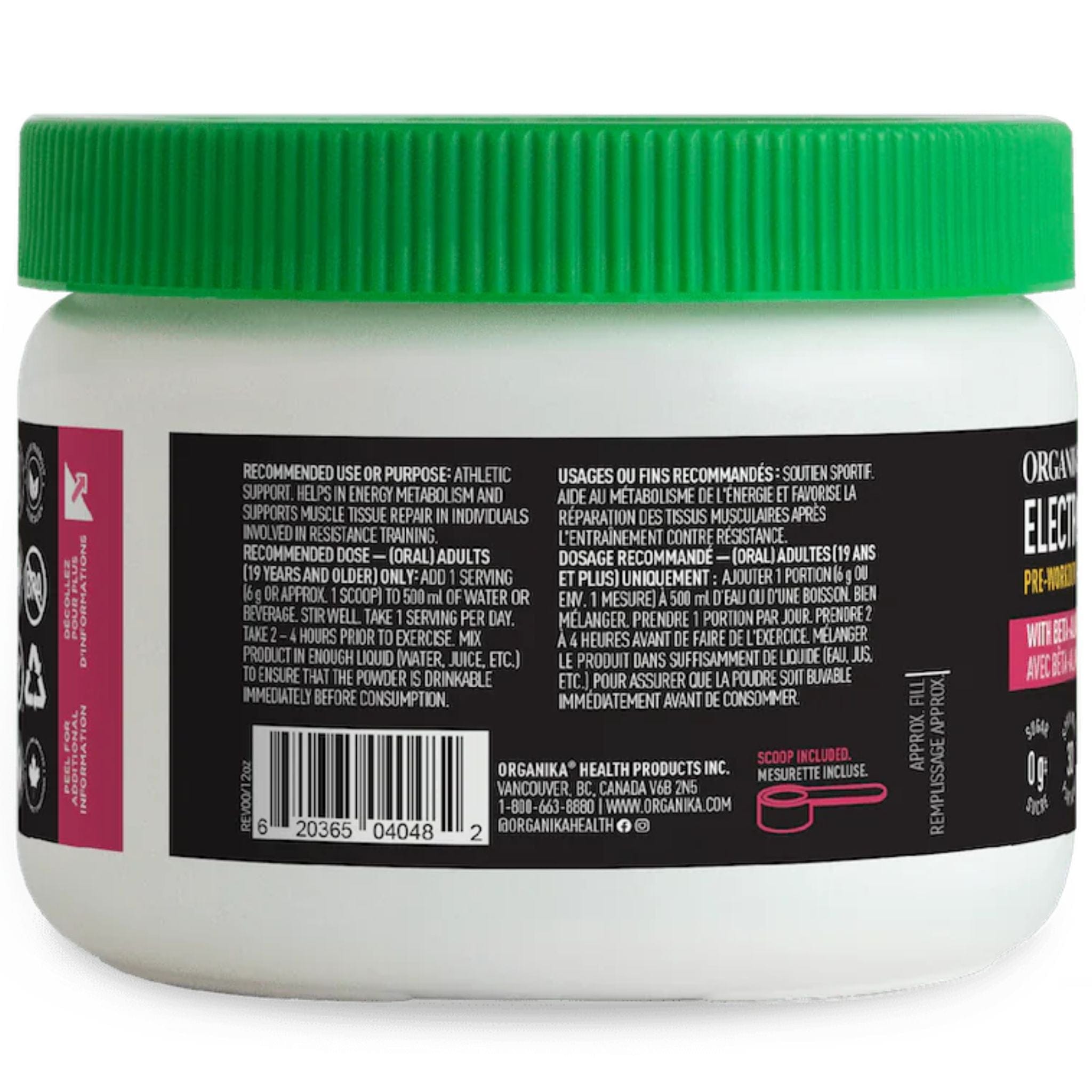 Organika Electrolytes Endurance Pre Workout Sugar Free, 180g