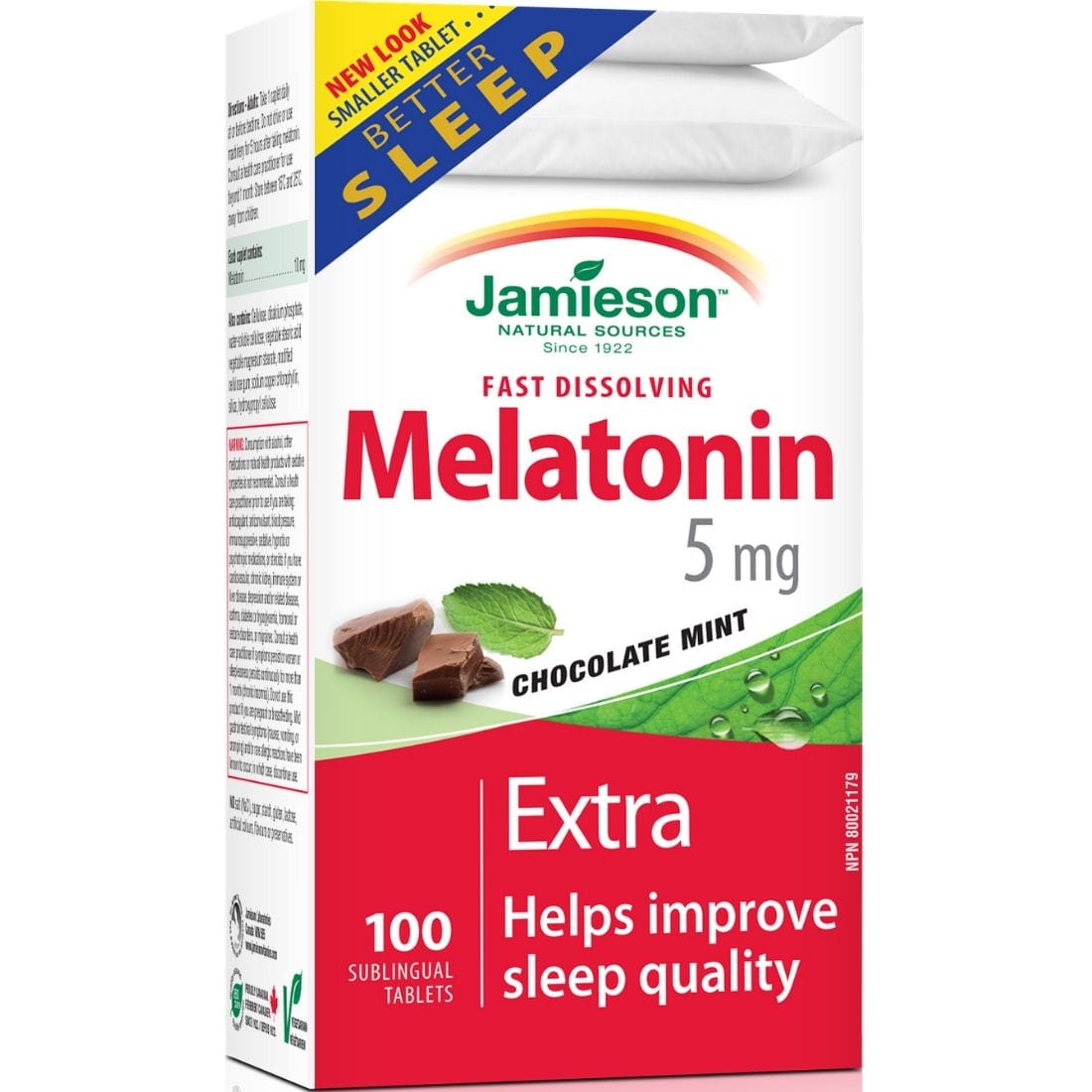Jamieson Melatonin 5mg, Fast Dissolving Chocolate Mint, 100 Sublingual ...