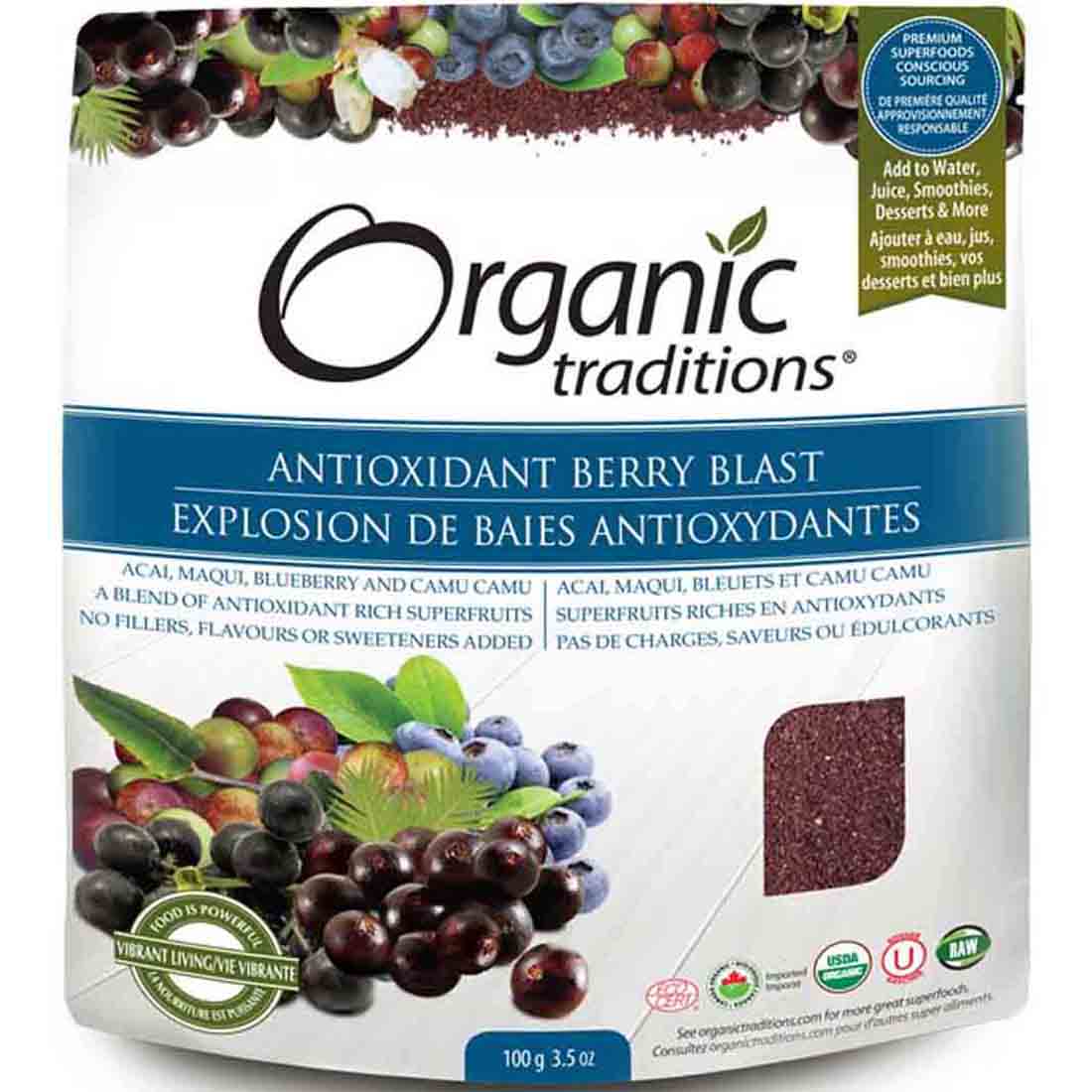 Organic Traditions Antioxidant Berry Blast Powder (Acai, Maqui, Bluebe ...