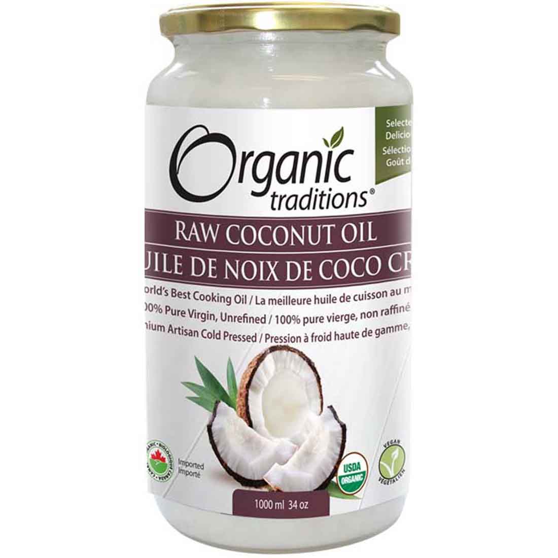 Organic Traditions Raw Coconut Oil, 100% Pure Virgin Organic Coconut O ...