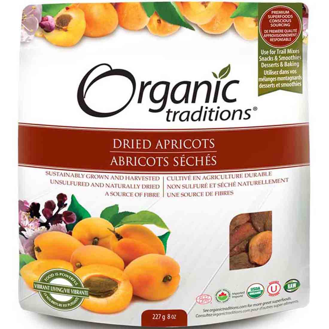 Organic Traditions Dried Apricots, 227g
