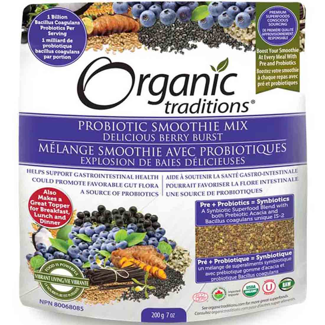 Organic Traditions Probiotic Smoothie Mix, 200g