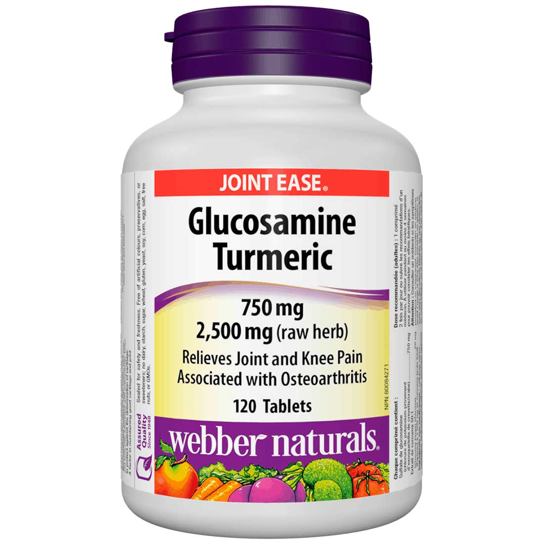Webber Naturals Glucosamine Turmeric, 750mg/2500mg, 120 Tablets ...