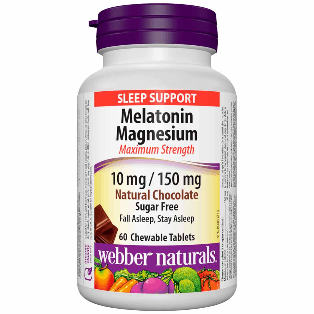 Webber Naturals Melatonin Magnesium, 10mg /150mg, Sugar Free, 60 Chewa ...