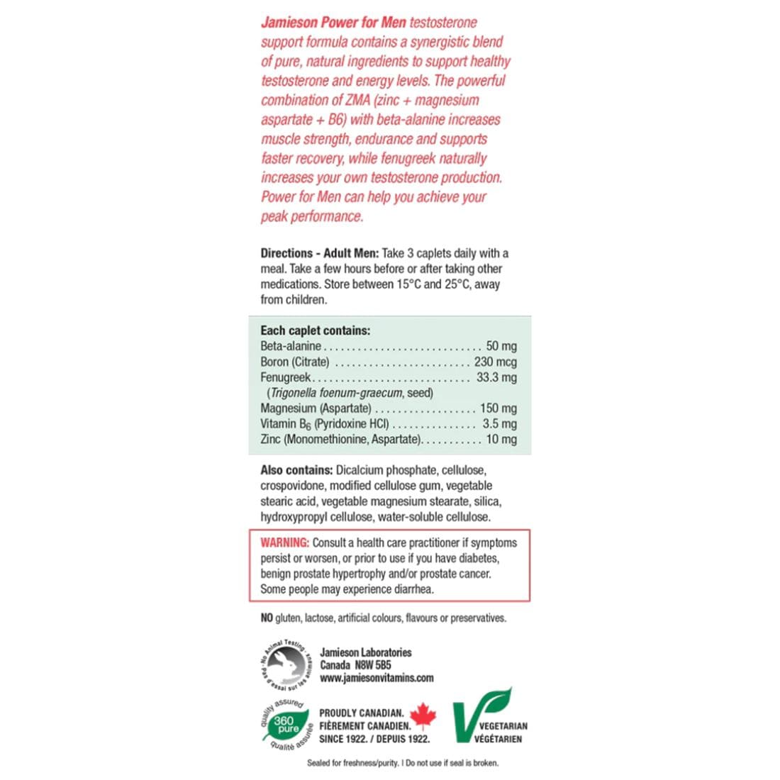 Jamieson Power For Men Testosterone Support, 60 Caplets – Vitamart.ca