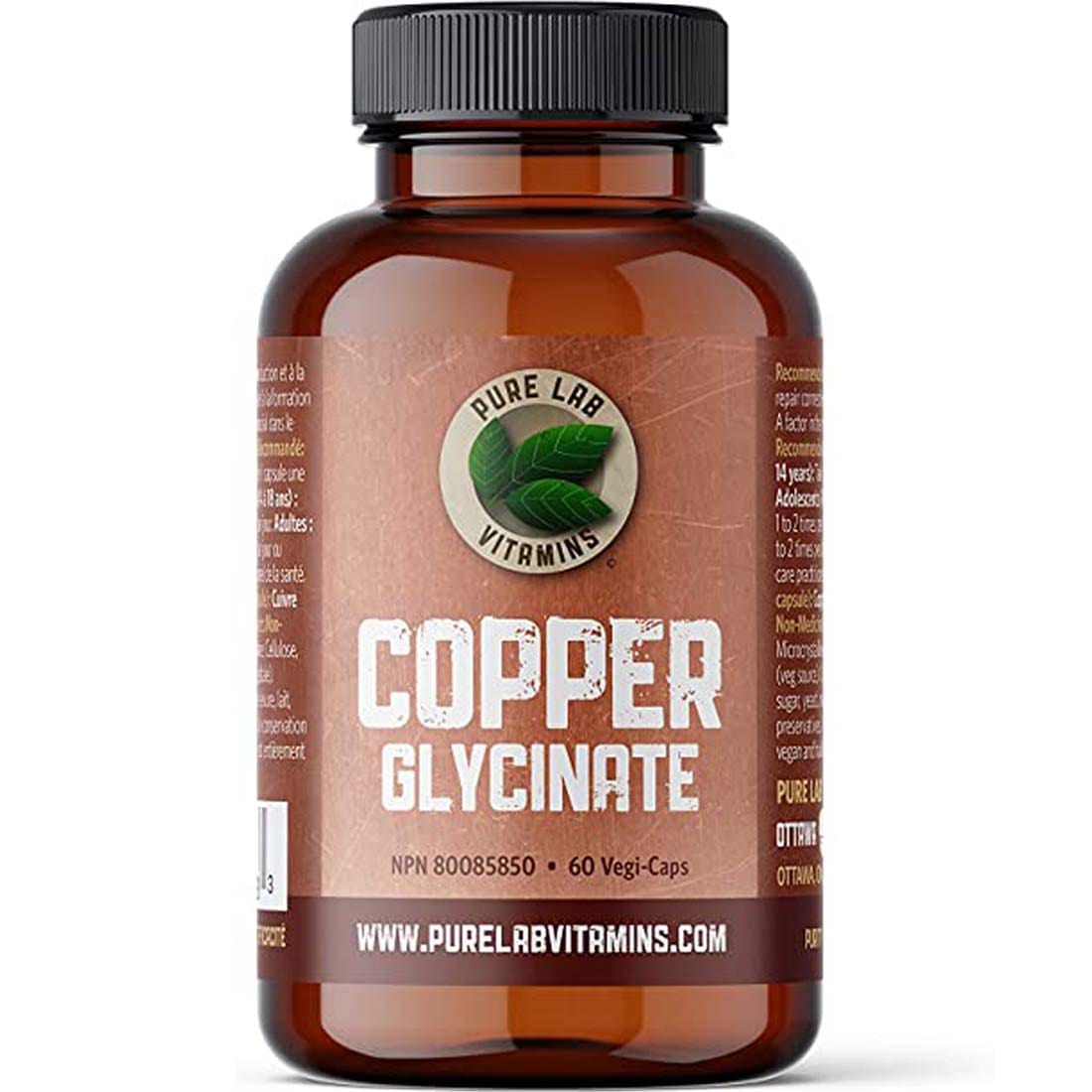 Pure Lab Vitamins Copper Glycinate 1mg, 60 Capsule – Vitamart.ca