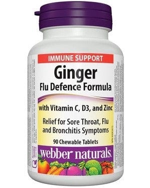 Webber Naturals Ginger Flu Defence Formula with Vitamin C, D3, & Zinc ...