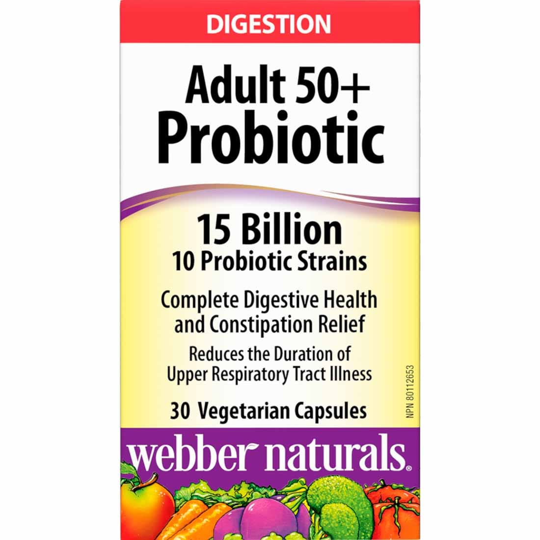 Webber Naturals Adult 50+ Probiotic 15 Billion, 30 Vegetarian Capsules – Vitamart.ca