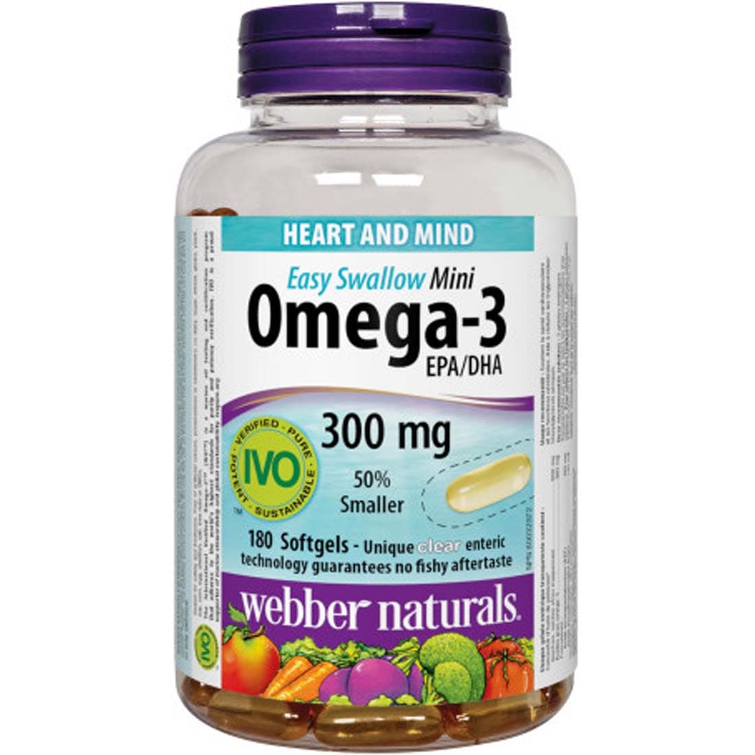 Webber Naturals Omega 3 300mg Mini Clear Enteric Softgels, 50% Smaller ...