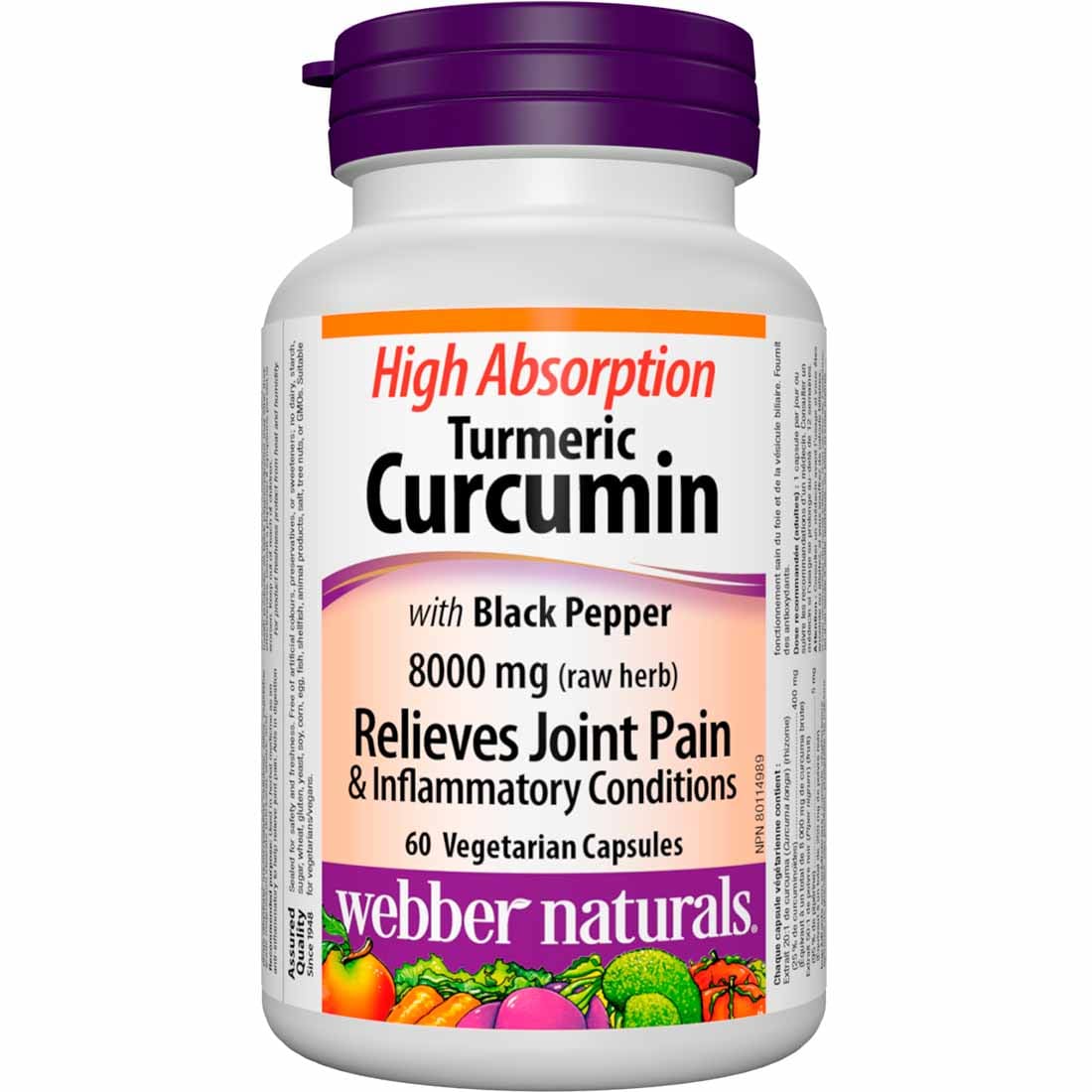 Webber Naturals Turmeric Curcumin with Black Pepper 8000mg, 60 Vegetar ...